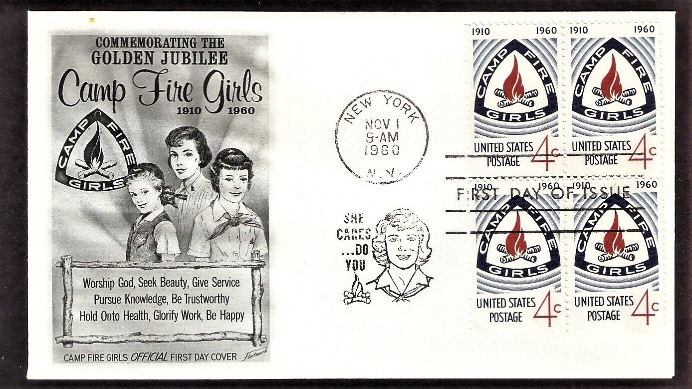 Camp Fire Girls Golden Jubilee First Issue 1960 FW FDC with Insert USA