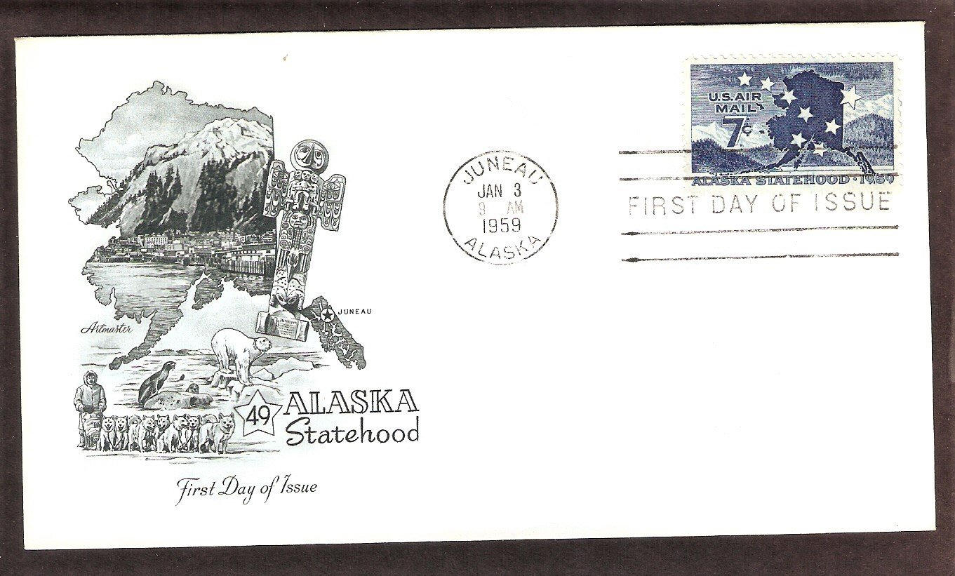 Alaska Statehood, Juneau, 1959 AM First Issue USA!