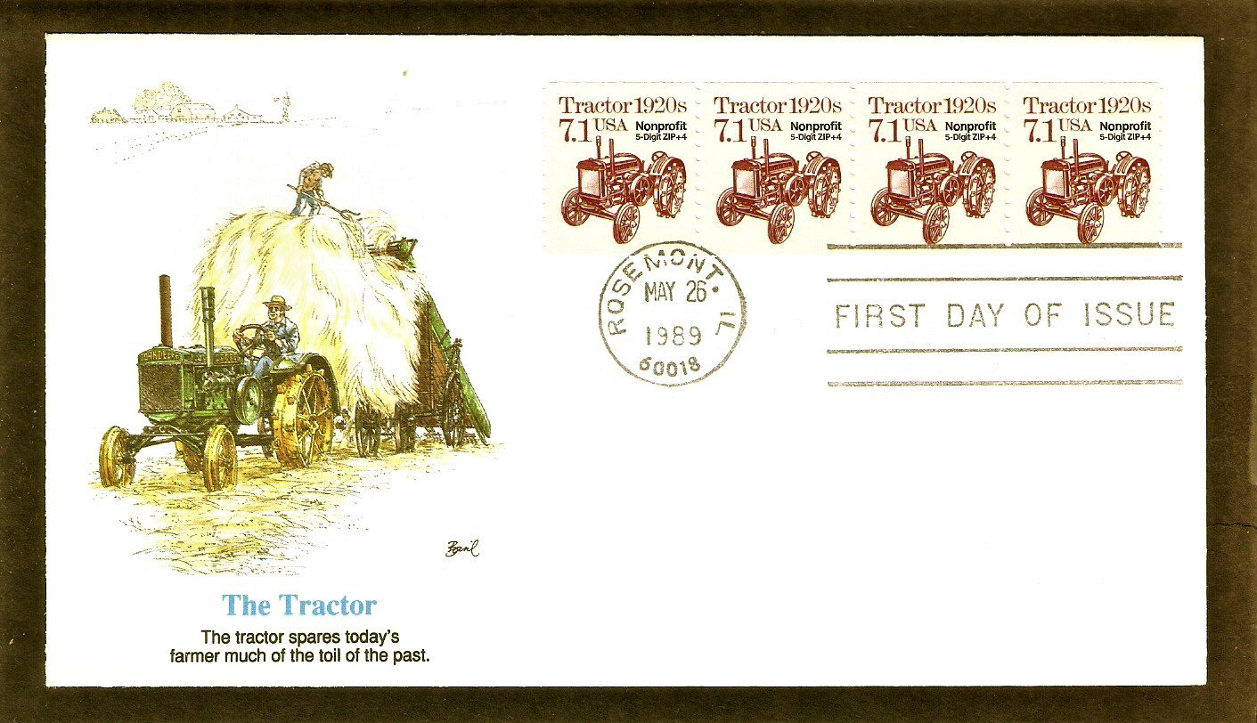 John Deere Tractor 1920s, Non Profit Stamp, FW, First Issue USA