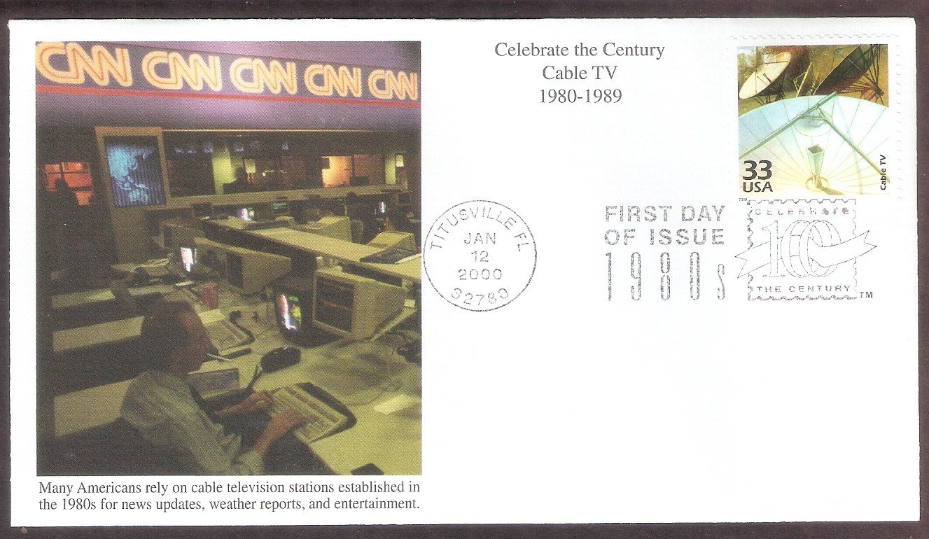 Celebrating the Century, 1980s, Cable TV, Mystic, First Day of Issue USA!