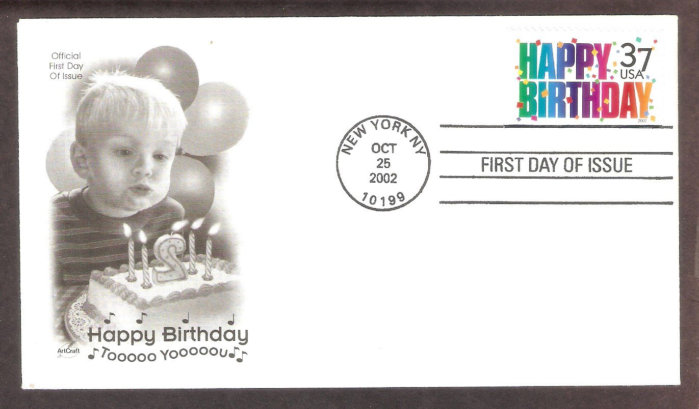 Happy Birthday Stamp, AC, First Issue USA