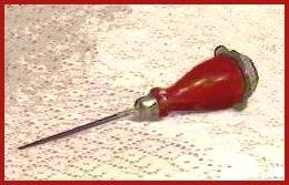 ICE PICK Red PAINTED WOOD HANDLE