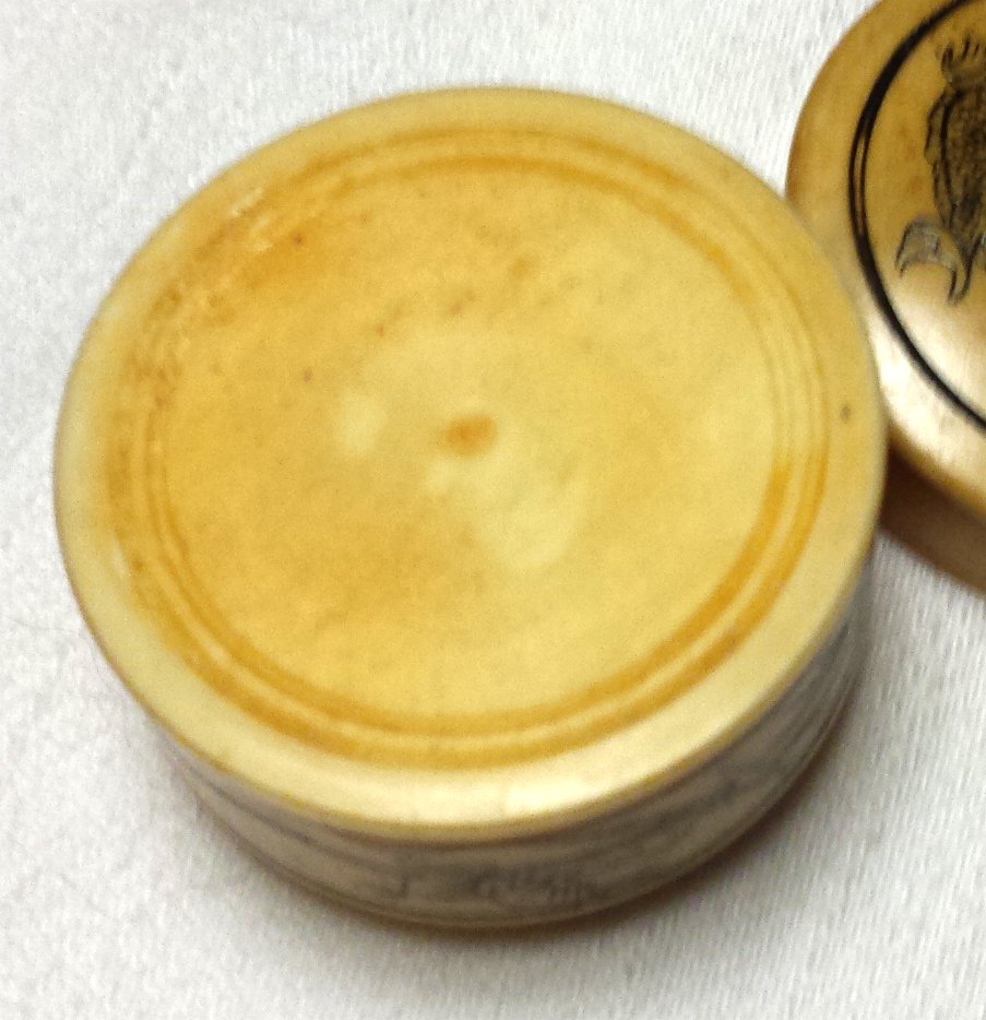 Chinese Faux Ivory Scrimshaw Box Fisherman with Fish