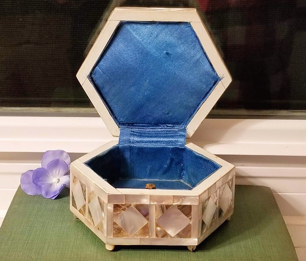 Mother of Pearl and Paua Shell Inlay Jewelry Box
