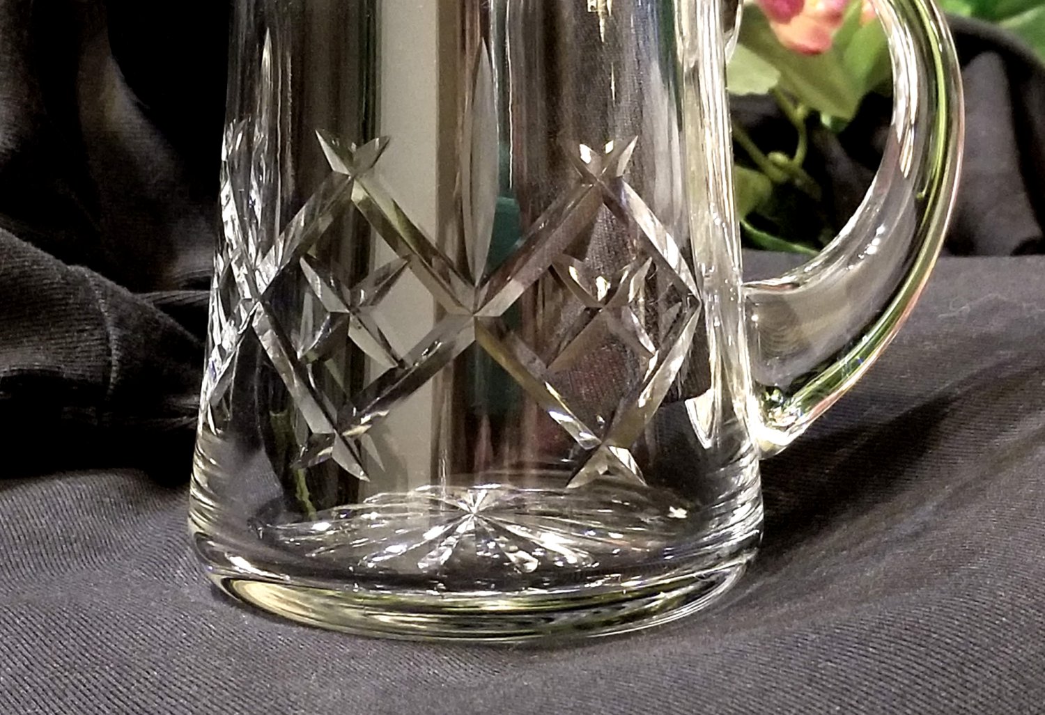 Signed Thomas Webb Cut Glass Pitcher - Made in England
