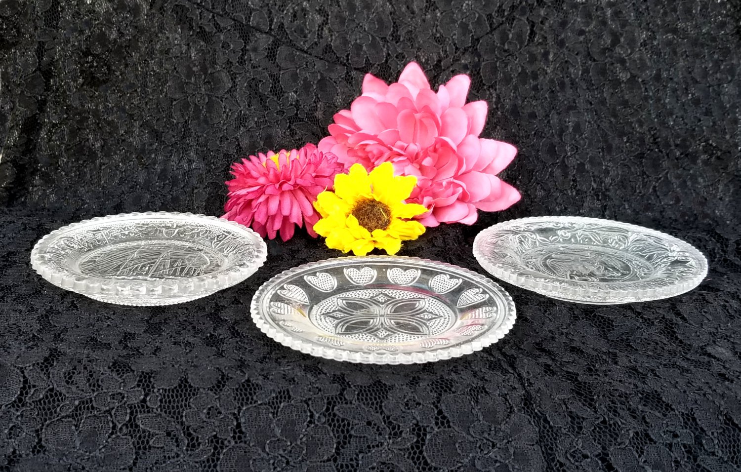 3 Vintage Cup Plates Westmoreland Glass Historical Collectibles