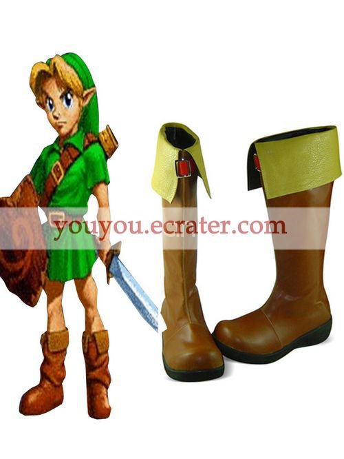 Brown Round Toe The Legend of Zelda Link PU Lolita Boots