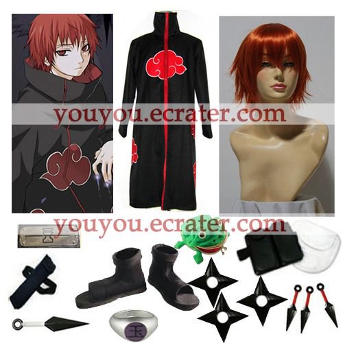 Akatsuki sasori cosplay cloak set from Naruto with wig