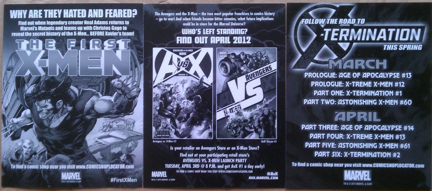 X-Men Marvel Comics Promo Flyers set of 3