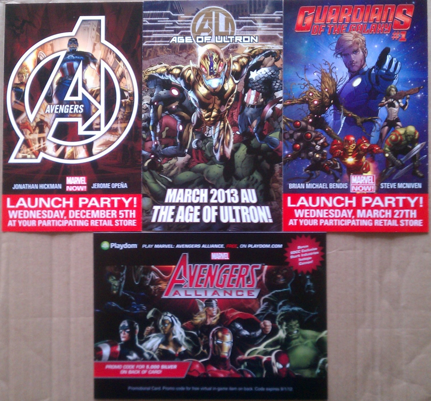 Marvel Avengers & Guardians of the Galaxy Promo Flyers set of 4