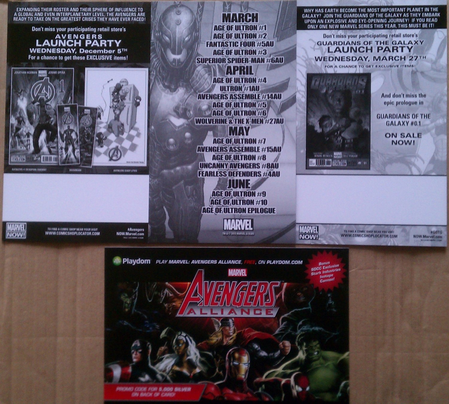 Marvel Avengers & Guardians of the Galaxy Promo Flyers set of 4