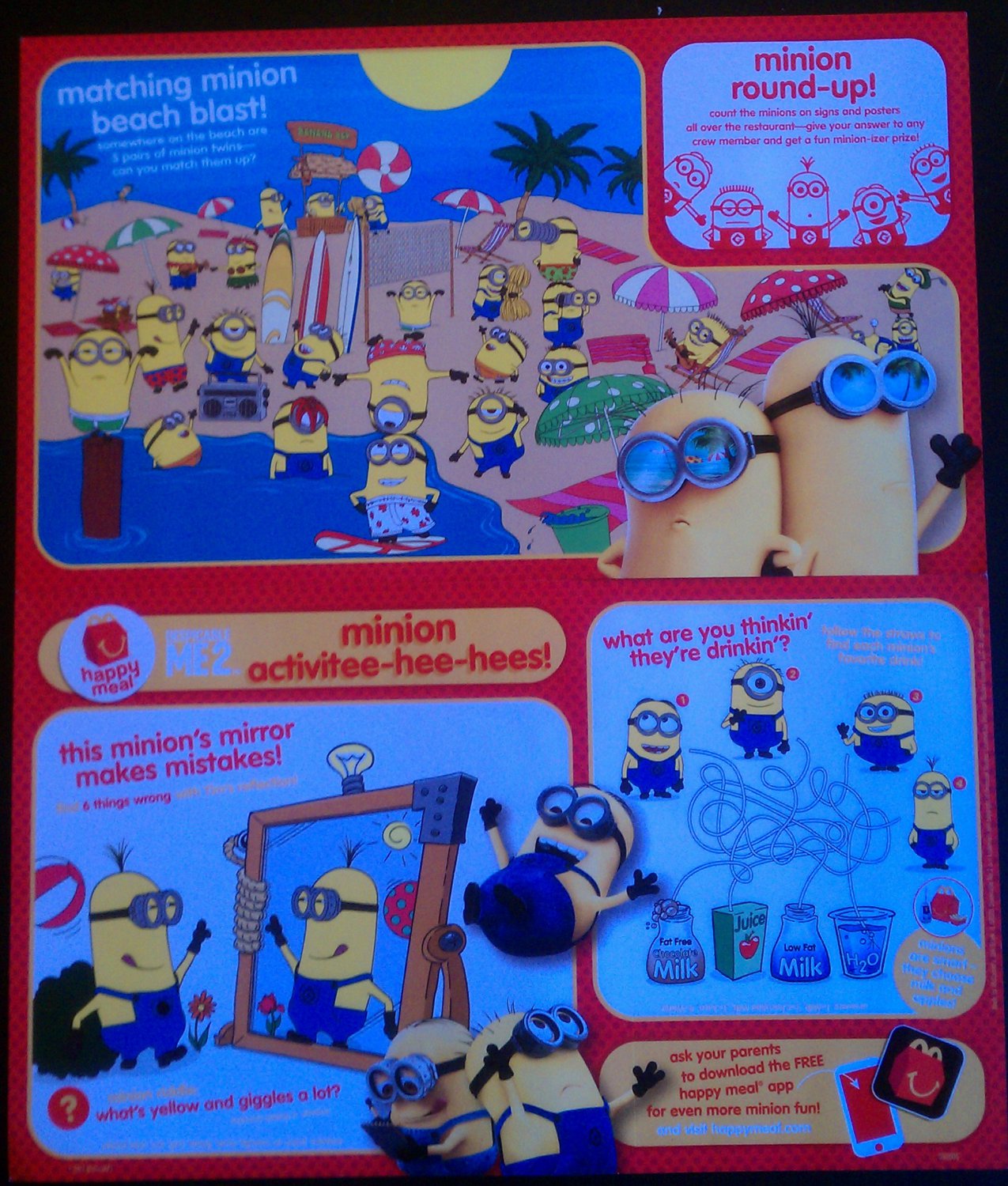 Despicable Me 2 Minions Cardstock Poster & McDonald's Happy Meal ...