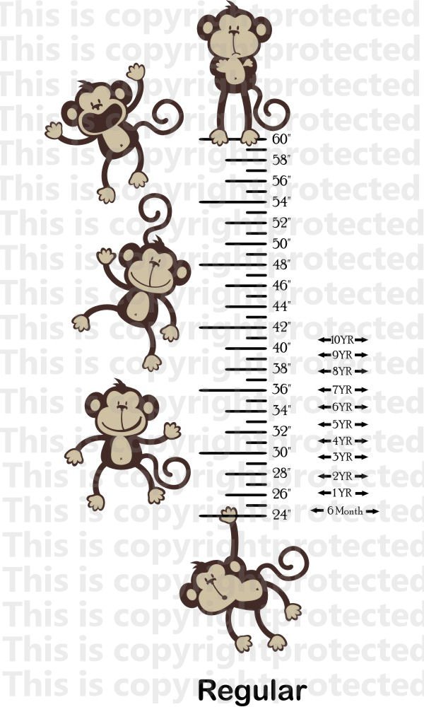 Childrens Growth Chart Jungle Friends Monkey Chart