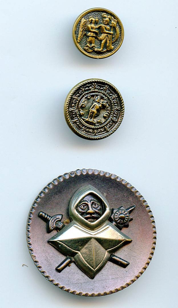 3 antique Religious brass buttons
