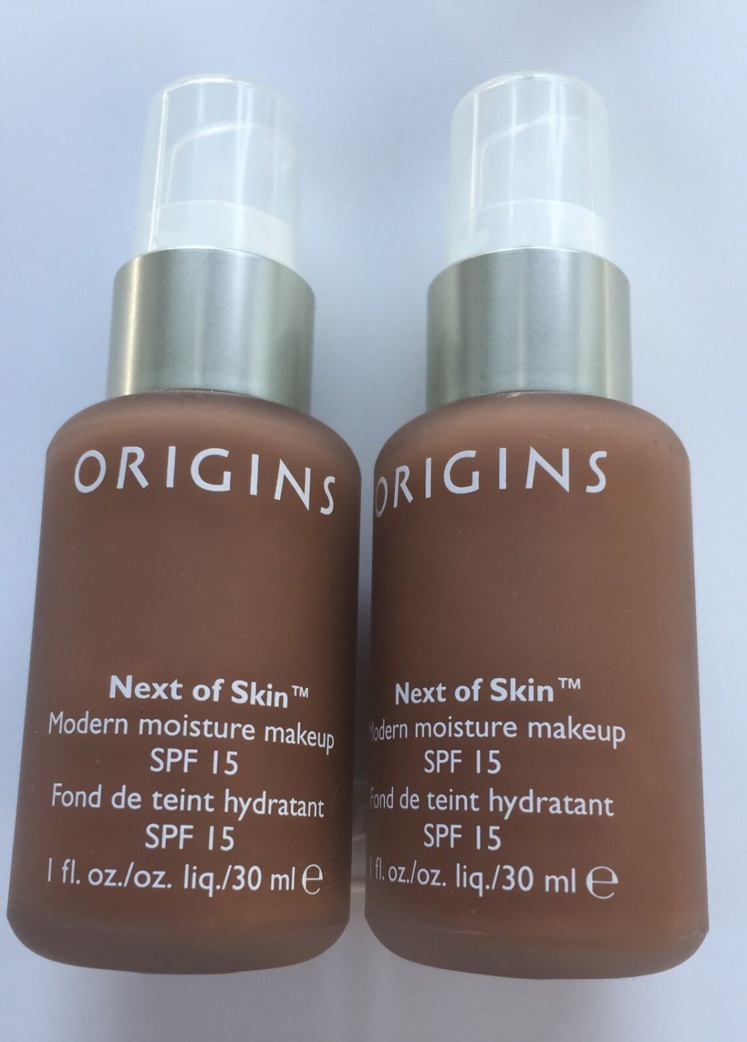 2 ORIGINS Next of Skin SPF15 Modern Moisture Makeup 15-W Just Coffee 1oz Ea