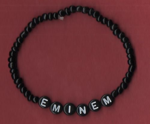 EMINEM inspired black beaded bracelet with black letter beads