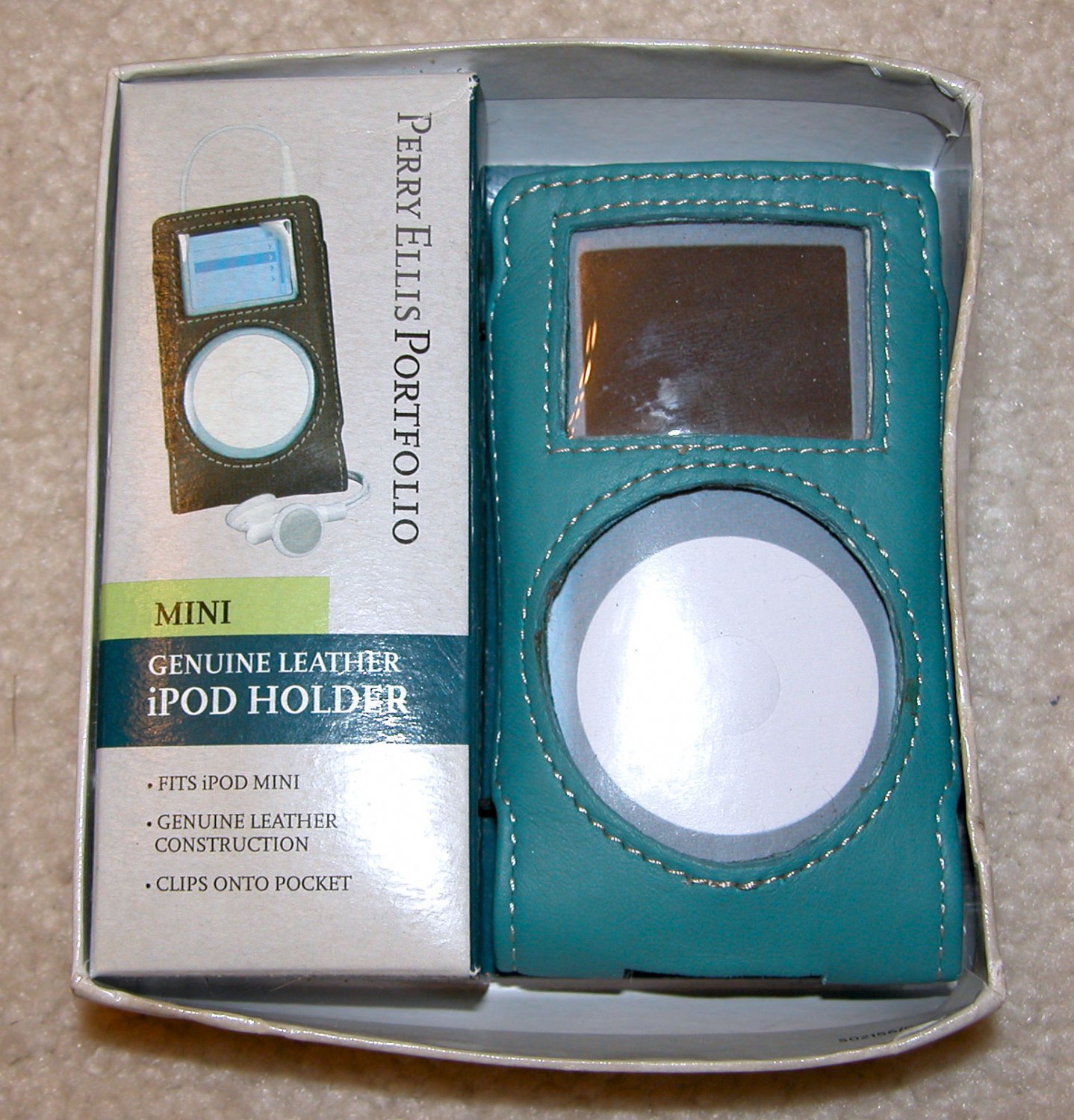 NWT Mini IPOD Holder Turquoise Perry Ellis Portfolio Leather