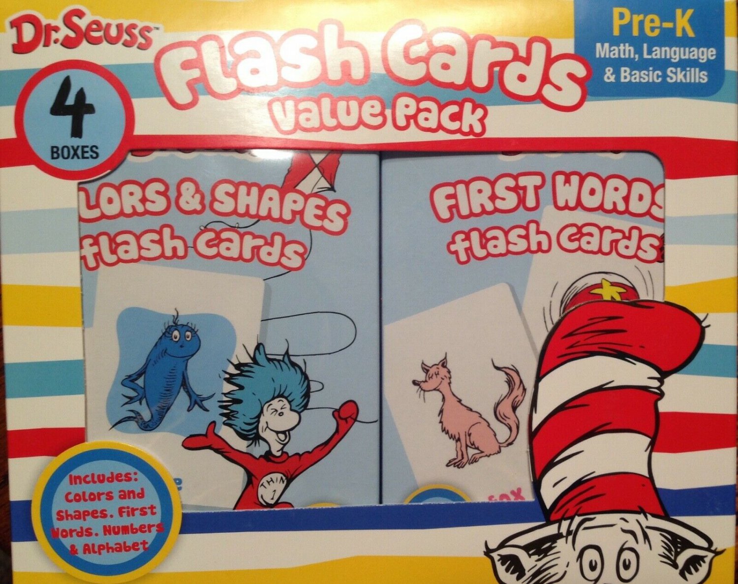 Dr. Seuss Flash Cards 4 Boxes Pre-K 1st Words Colors Shapes Alphabet ...