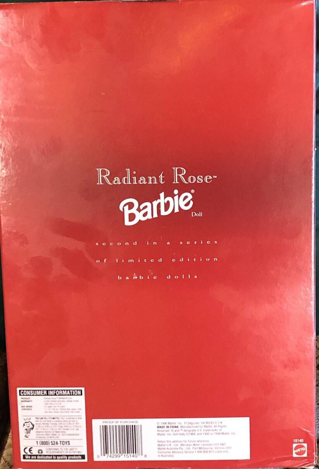 Mattel Radiant Rose Barbie Doll 1996 NRFB #15061 Vintage Society Style