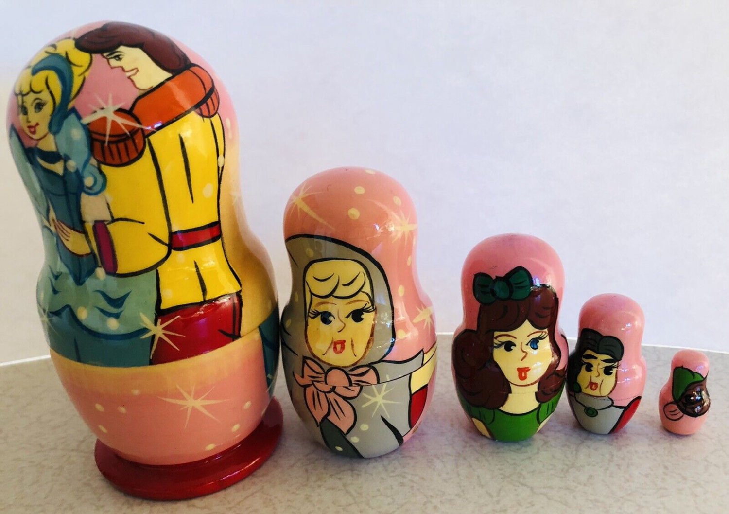 Disney Cinderella Russian Nesting Dolls Matryoshka 5 pc Set Made In ...