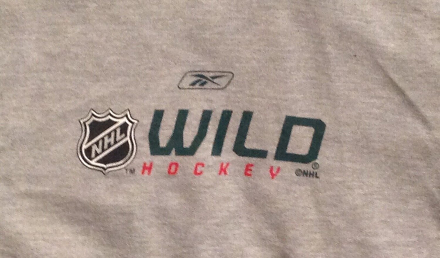 RBX MN Wild Hocky Hooded Sweatshirt Wind Unisex Size M 10/12 Gray NHL