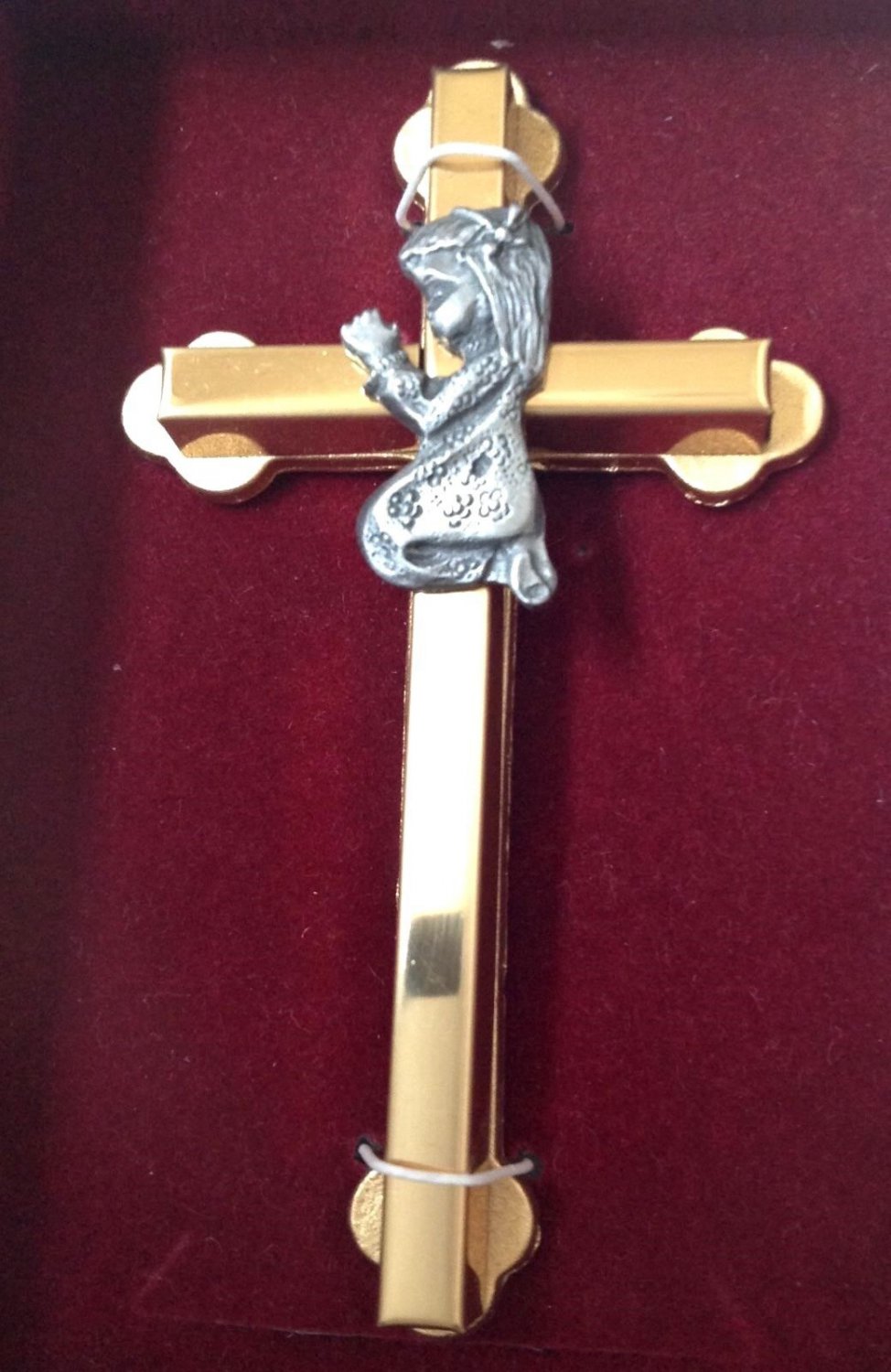 First Holy Communion Wall Cross Crucifix Girl Silhouette Pewter Brass ...