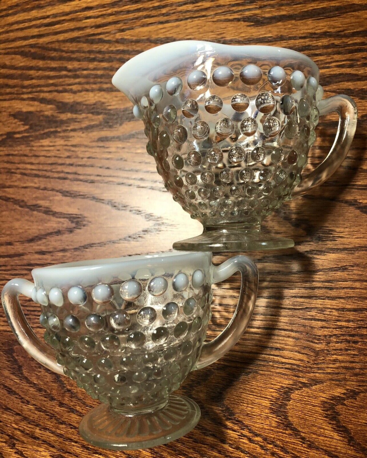 Moonstone Elegant Vintage Depression Glass Opalescent Hobnail Sugar ...