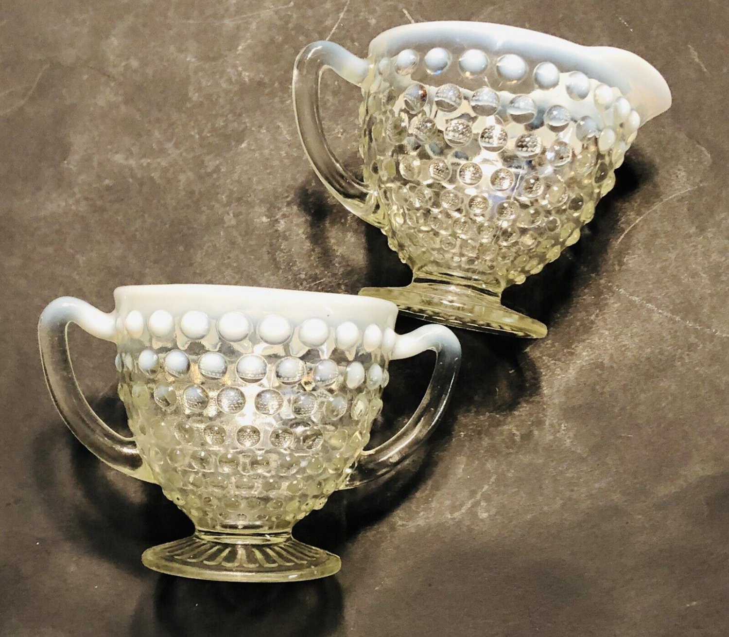 Moonstone Elegant Vintage Depression Glass Opalescent Hobnail Sugar ...