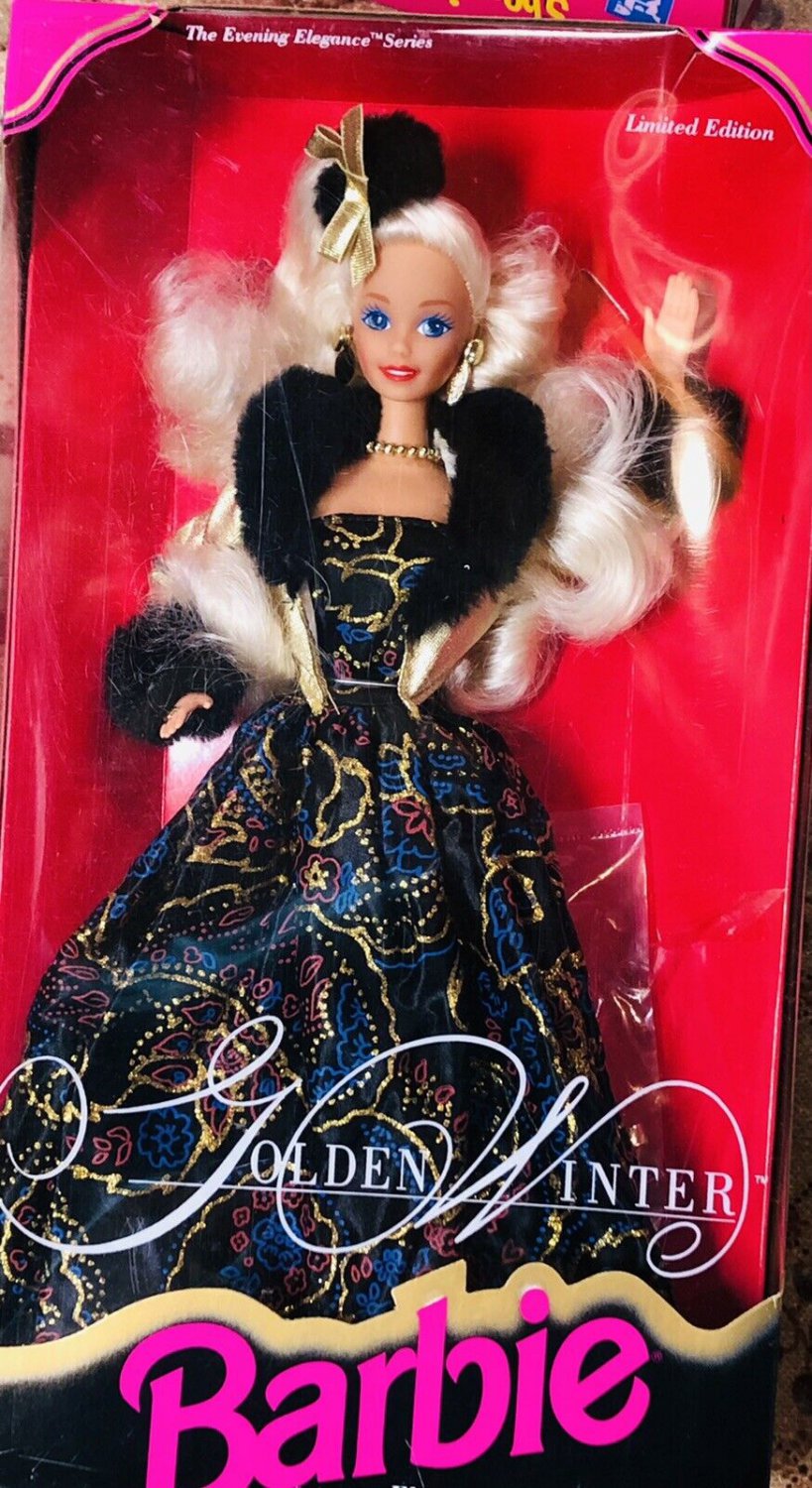 Mattel Golden Winter Barbie Doll 1993 NRFB 10684 Vintage Evening ...
