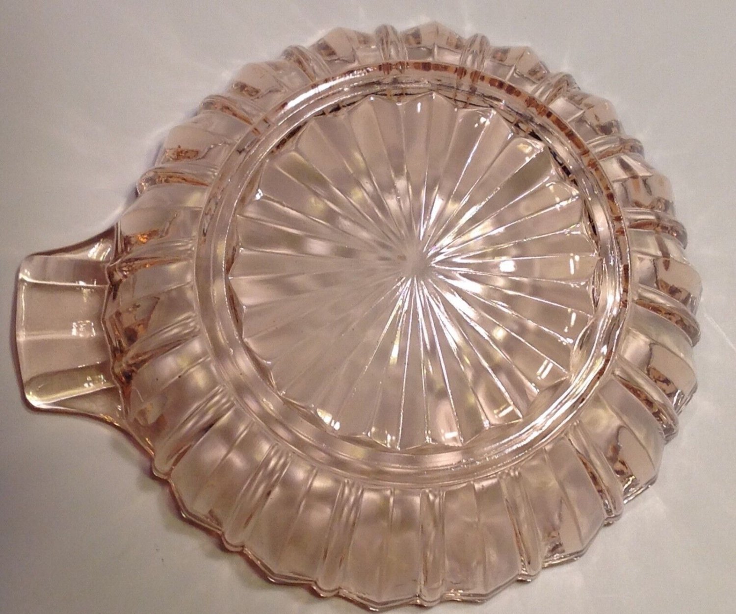 Anchor Hocking Depression Glass Fortune Pattern Pink Tab Handle Nappy Bowl