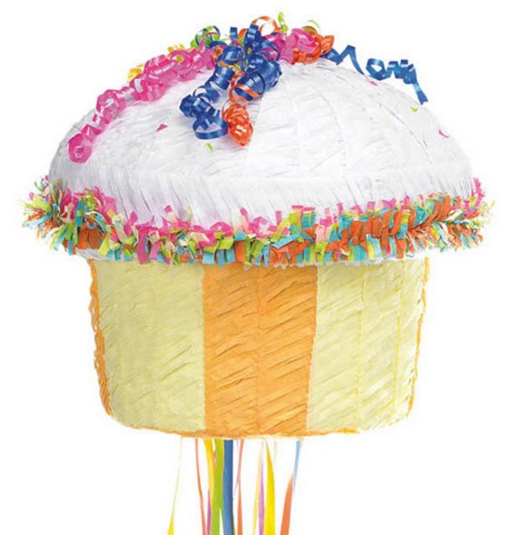 YELLOW Cupcake Pull String Pinata