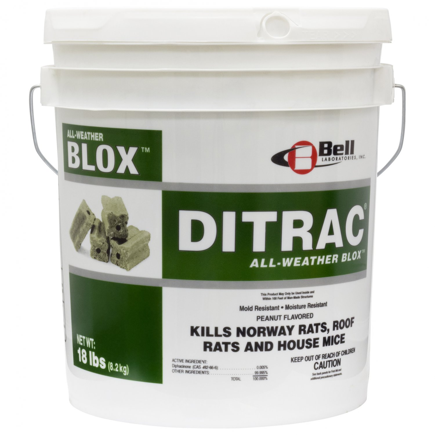 Ditrac All-Weather Blox (18 lbs) Rodent Rat Mouse Bait Blocks Rodent ...