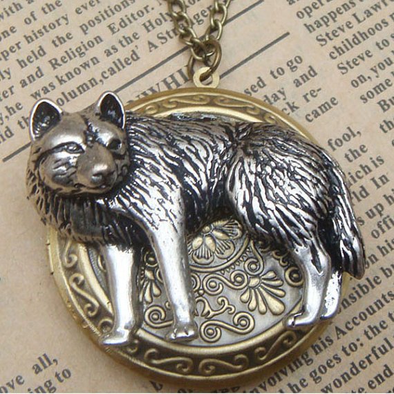 Steampunk Wolf Locket Necklace Vintage Style Original Design