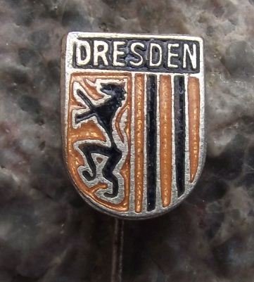 Antique East Germany City of Dresden Coat of Arms Heraldic Lion Pin