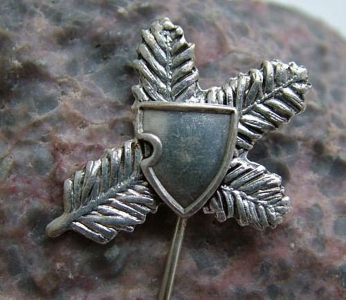 Antique Czech Silver Hunters Pine Twig & Shield Pin