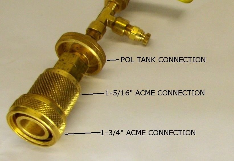 3/4" NGT MALE POL 1-5/16" 1-3/4" ACME LIQUID PROPANE TRANSFER KIT TANK ...