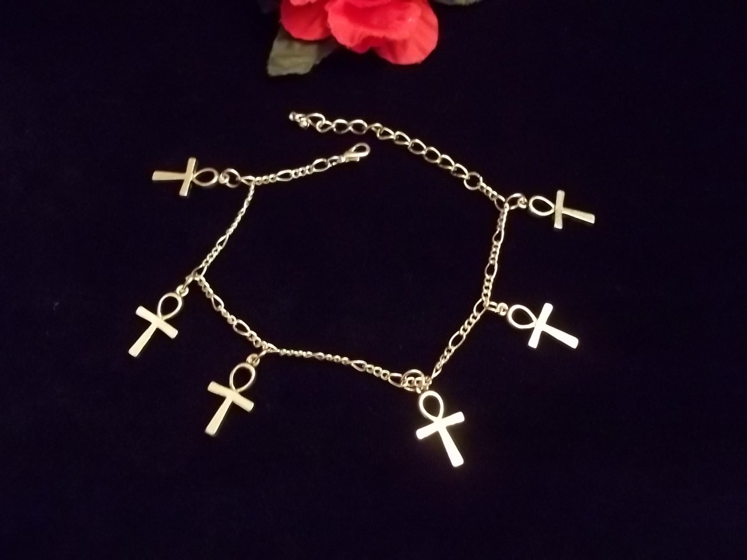 Handmade Egyptian Ankh Charm Anklet