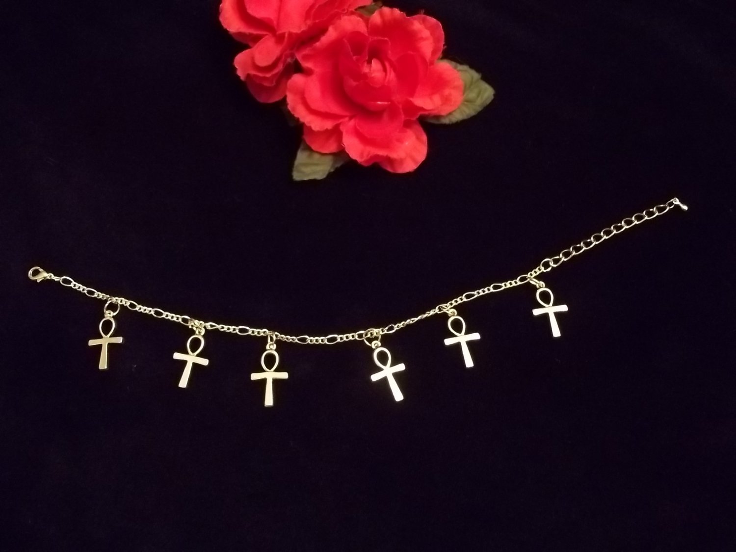 Handmade Egyptian Ankh Charm Anklet