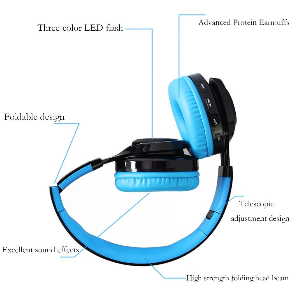 Bluetooth Headset AB005 Wireless Headphones 4.0 with LED FM Microphone ...