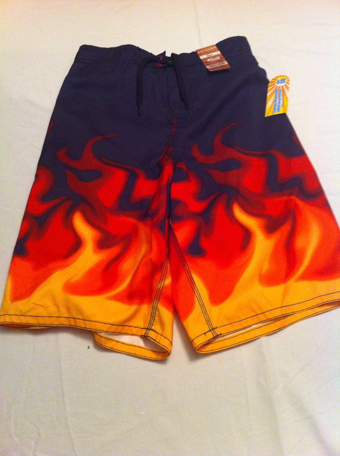 Arizona Swim Trunks, Flame Design, UPF 50, Size L, New With Tags