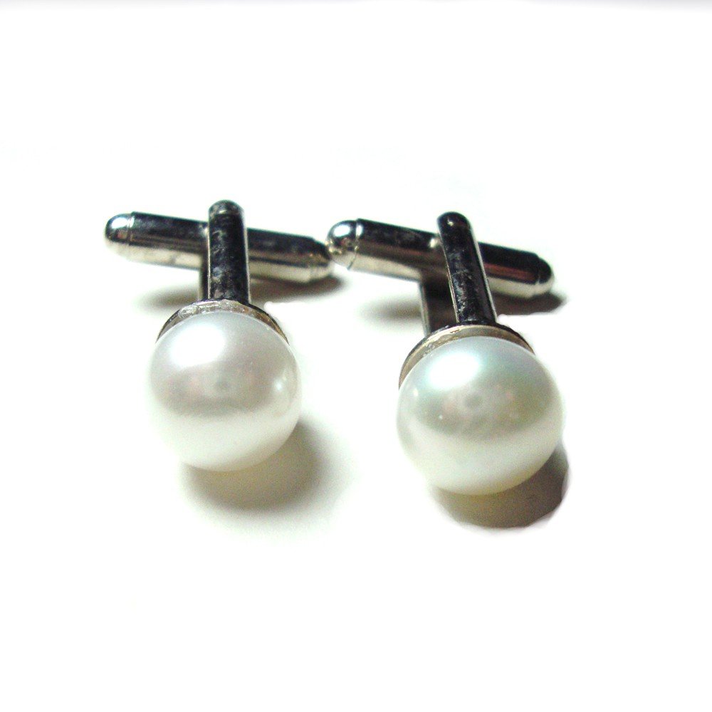 Genuine pearl cuff links