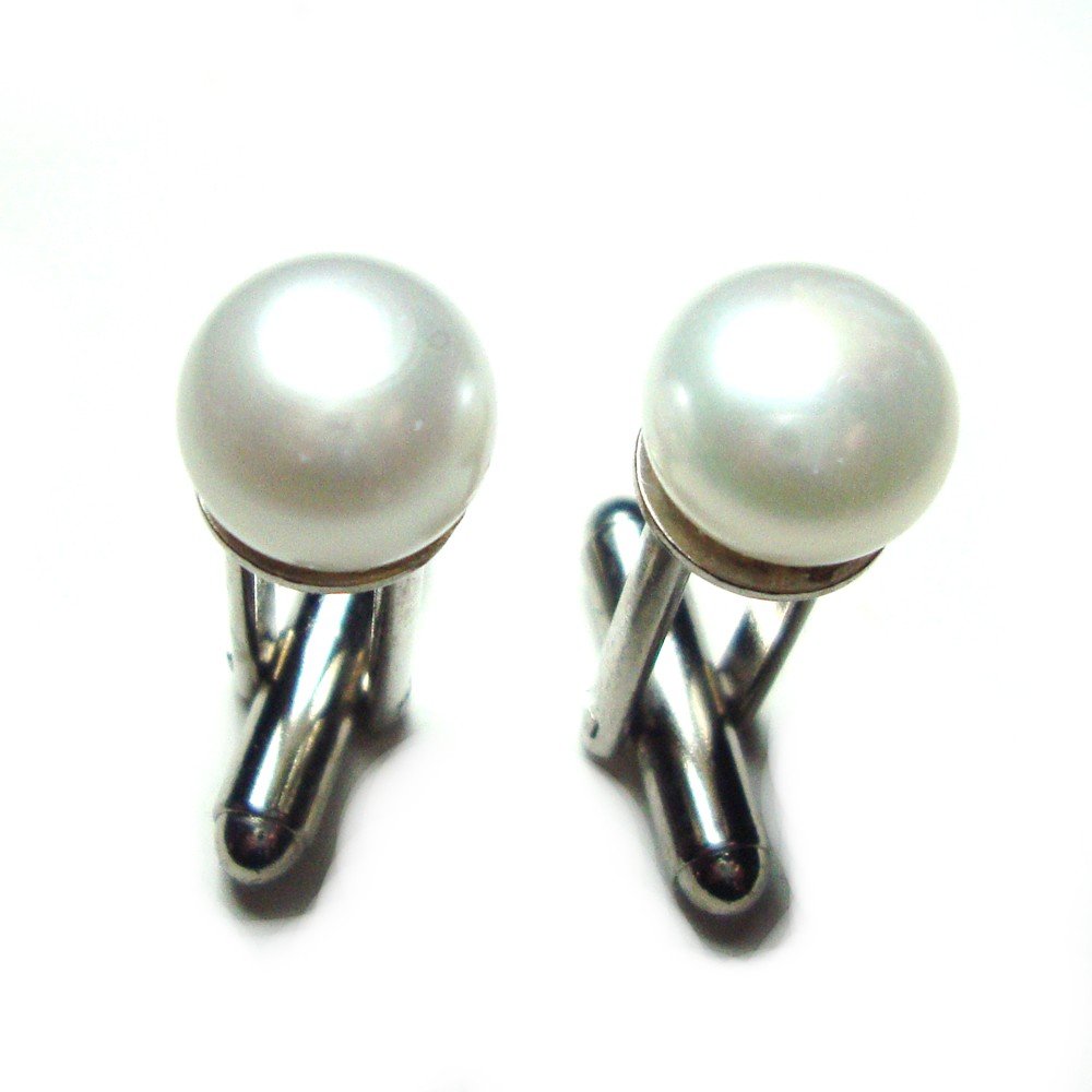 Genuine pearl cuff links