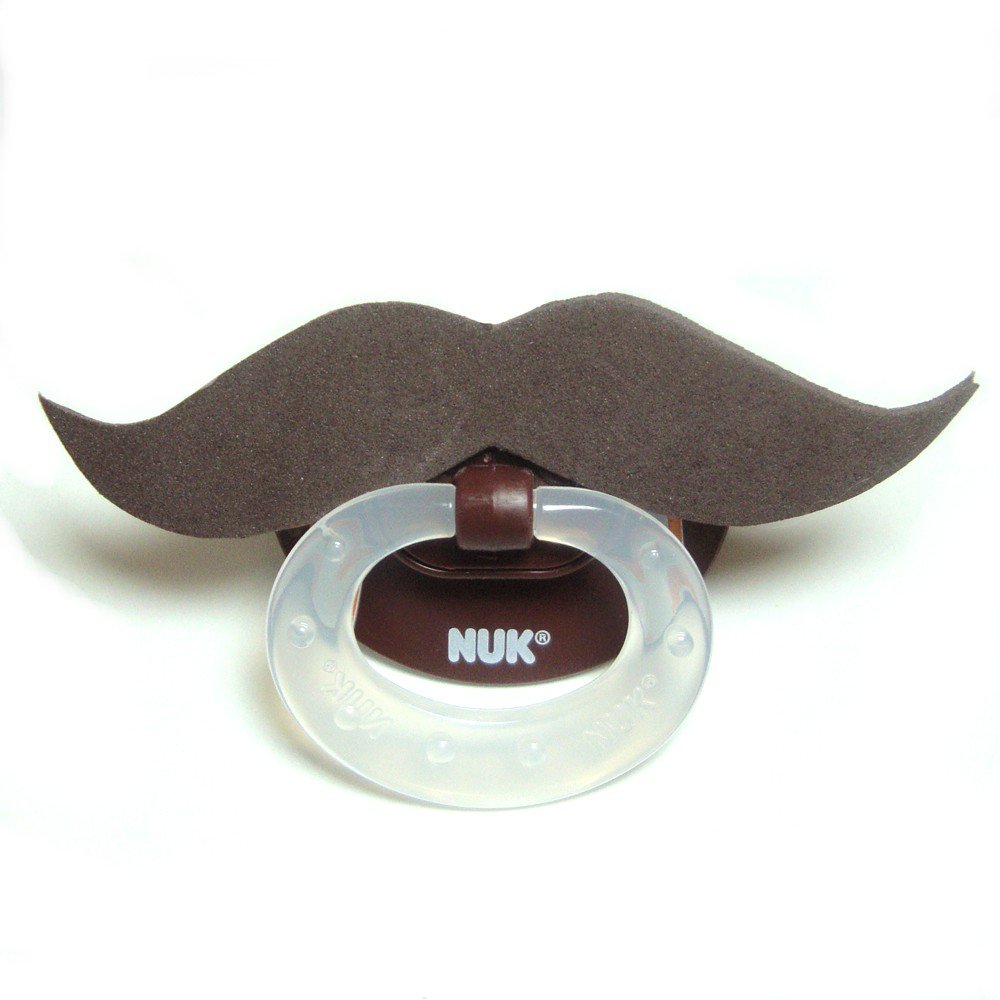 Brown football mustache pacifier 6 to 18 months