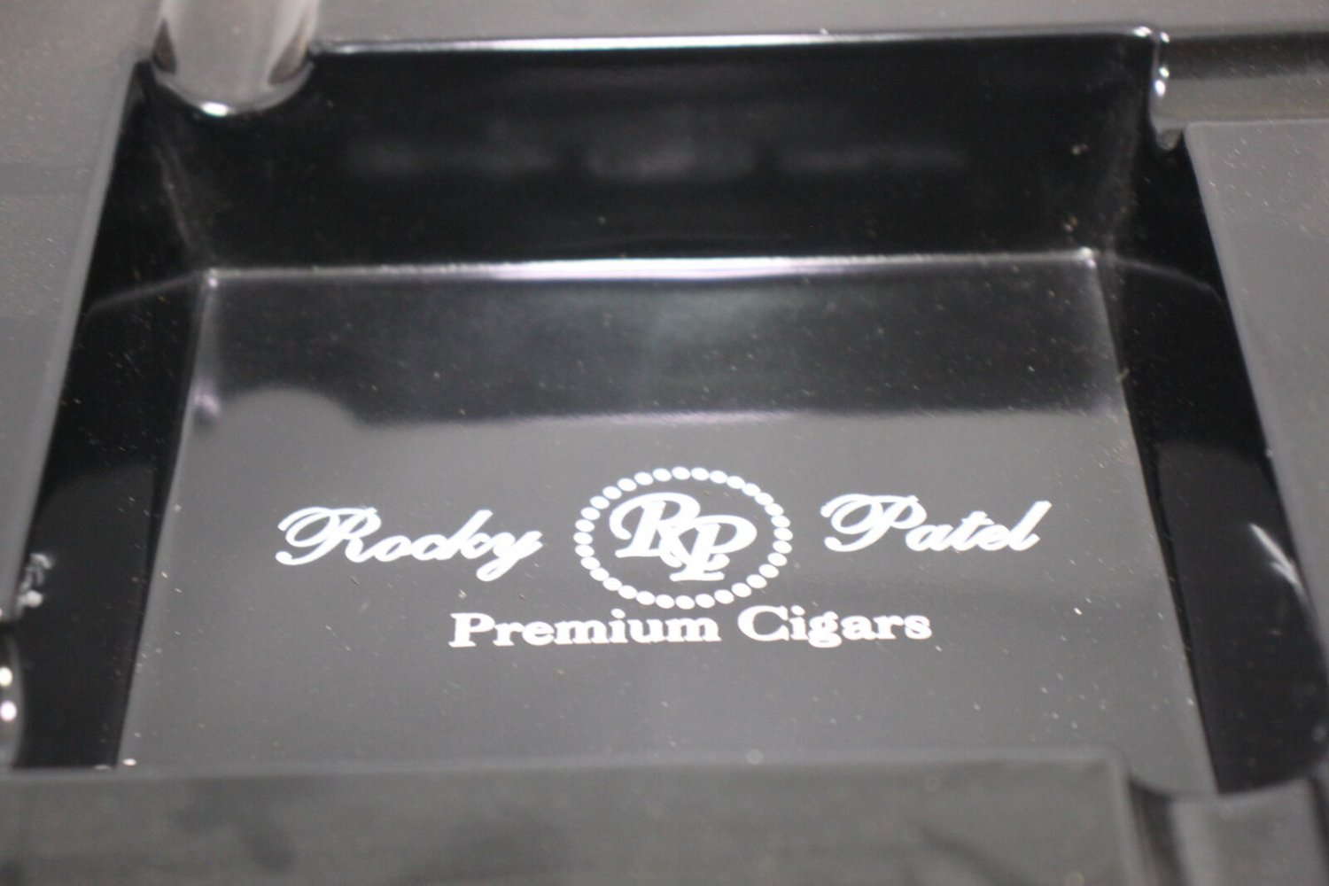 Rocky Patel Premium Cigars Black Square 4-Finger Ashtray