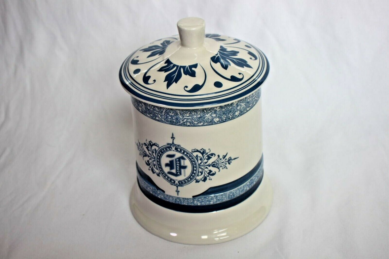 Fonseca White and Blue Ceramic Humidor Jar