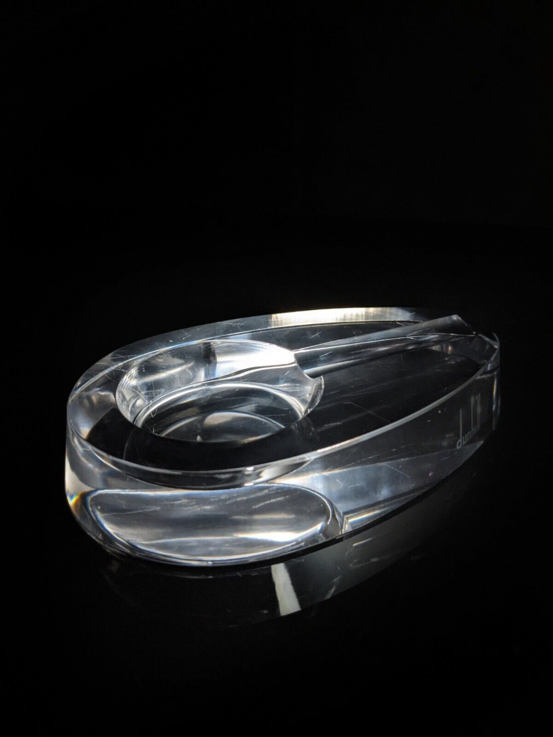 Alfred Dunhill Crystal Cigar Ashtray. 6.75" L x 4.25" W x 1.75" H