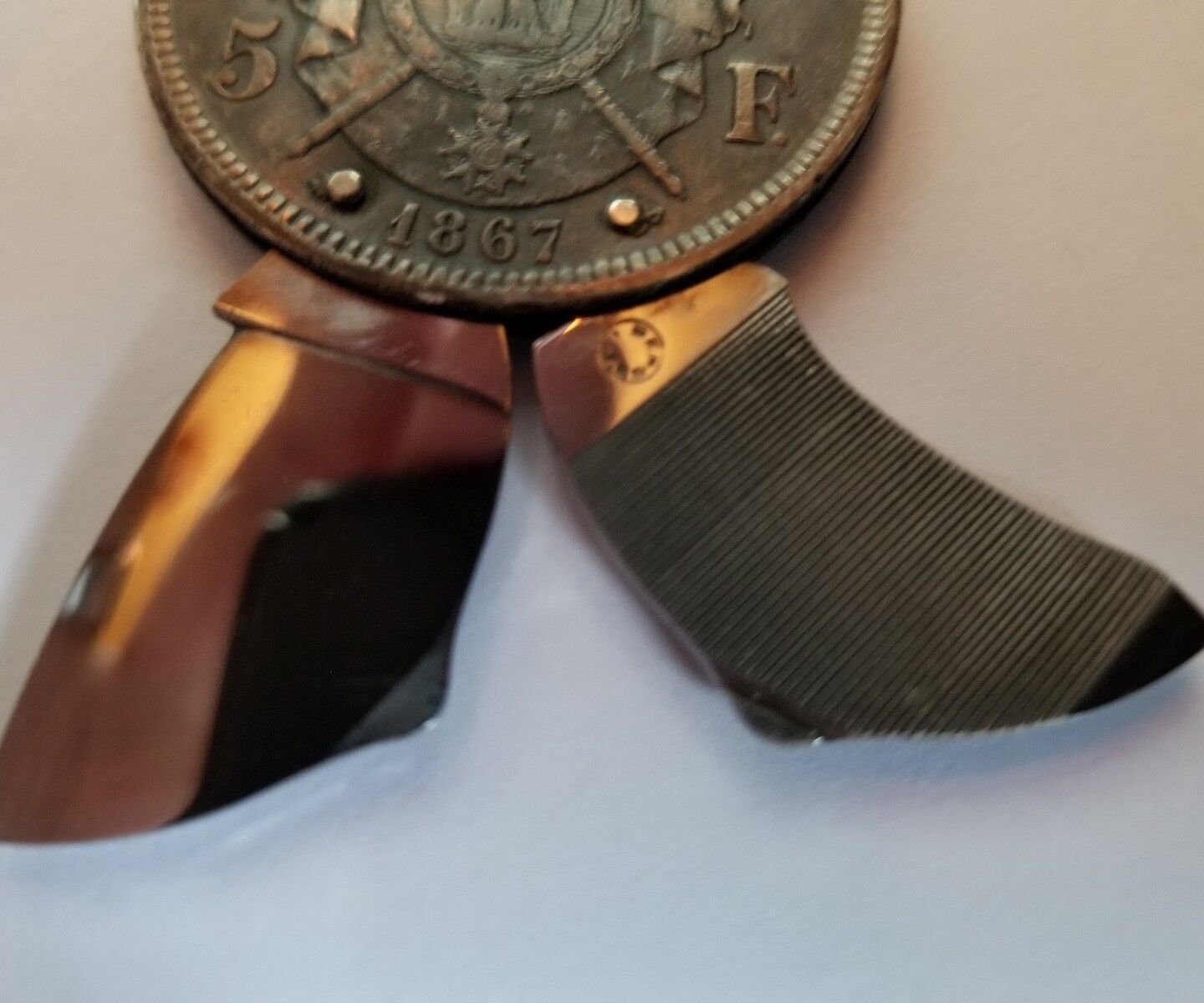 ELOI 5 FRANCS 1867 SILVER COIN POCKET KNIFE