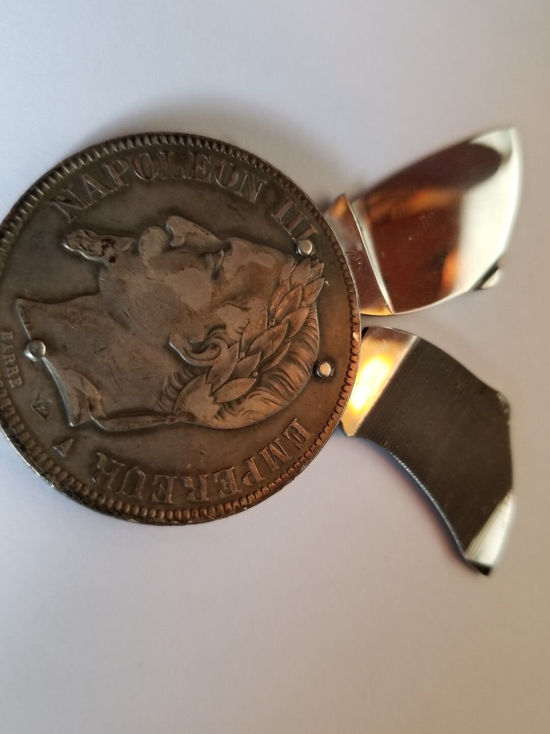 ELOI 5 FRANCS 1867 SILVER COIN POCKET KNIFE