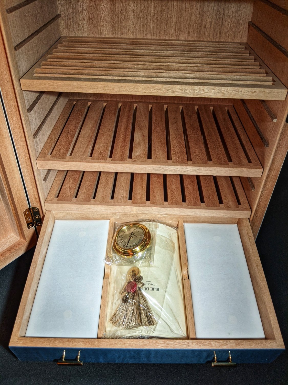 Elie Bleu Alba Blue Sycamore Wood Cabinet Humidor 150 count