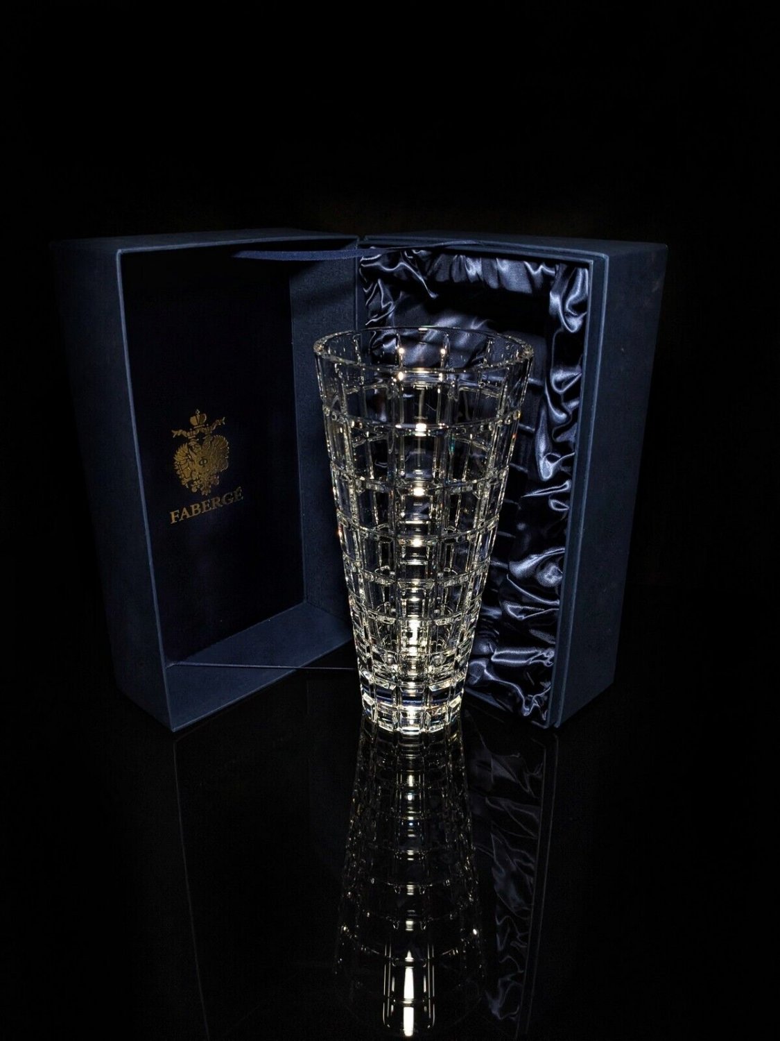 Faberge Atelier Clear Crystal Collection “Metropolitan Vase 11" Tall NIB